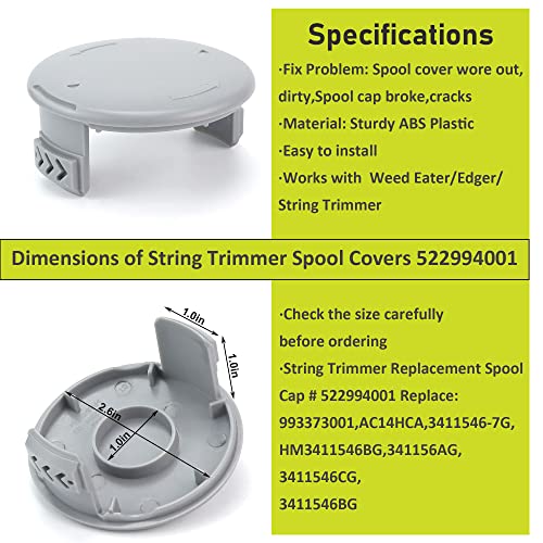 0.065 Line Spool for Ryobi Weed Wacker (18V 20V 40V) - Trimmer String Line Set Includes 15PCS AC14RL3A Replacement Weed Eater String & 3 Spool Caps AC14HCA