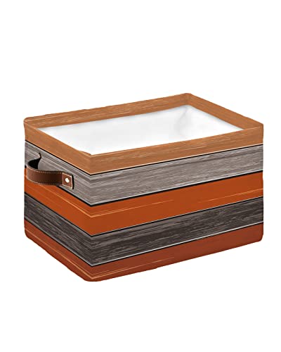 ARTtikke Storage Bins Clothes Organizer Farmhouse Rustic Barn Door Burnt Orange Grey Storage Cubes Bin with Handles,Foldable Storage Boxes for Closet,Storage Basket for Organizing Shelves