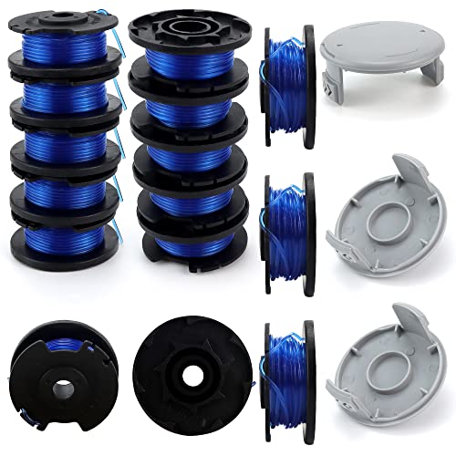 0.065 Line Spool for Ryobi Weed Wacker (18V 20V 40V) - Trimmer String Line Set Includes 15PCS AC14RL3A Replacement Weed Eater String & 3 Spool Caps AC14HCA
