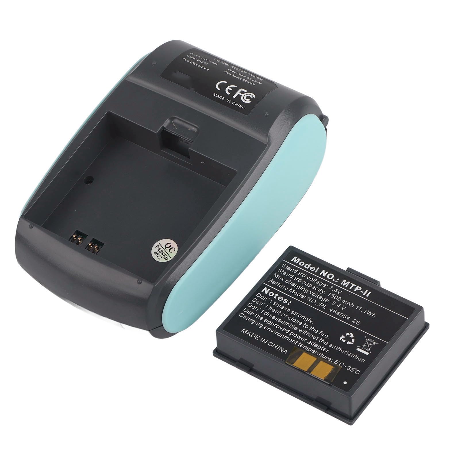 DAUERHAFT Thermal Printer, Wireless Portable Receipt Printer, Mini Bluetooth Thermal Bill Printer, 58mm 110-240V(Blue)