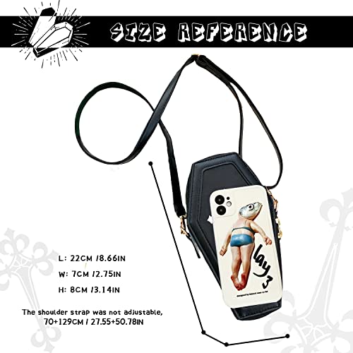 KUANG! Women's Gothic Pu Leather Shoulder Bag Coffin Shaped Handbag Purses Square Box Crossbody Bag for Halloween Party