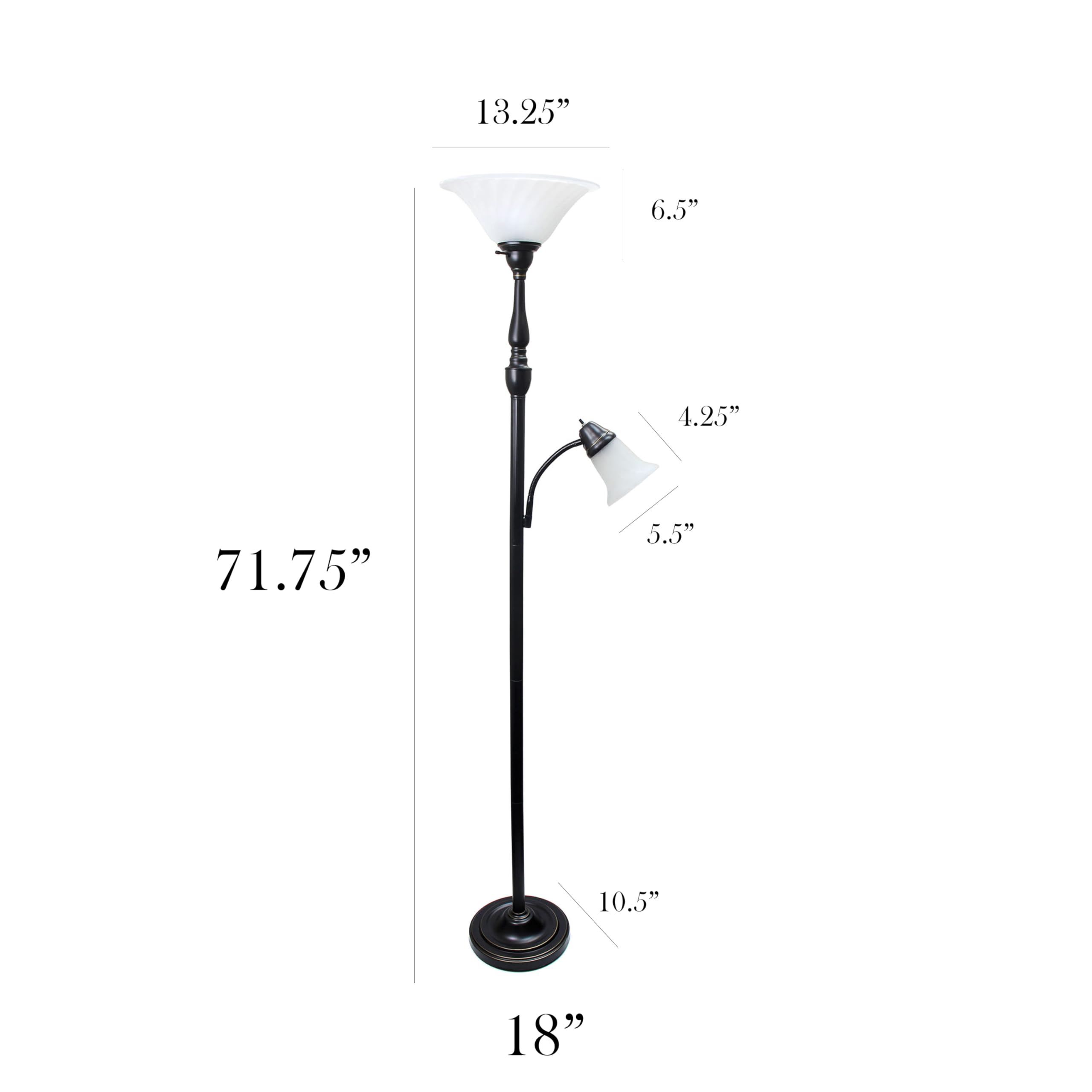 Elegant Designs LF2003-RBZ 2 Light Mother Daughter Floor Lamp with White Marble Glass,Restoration Bronze