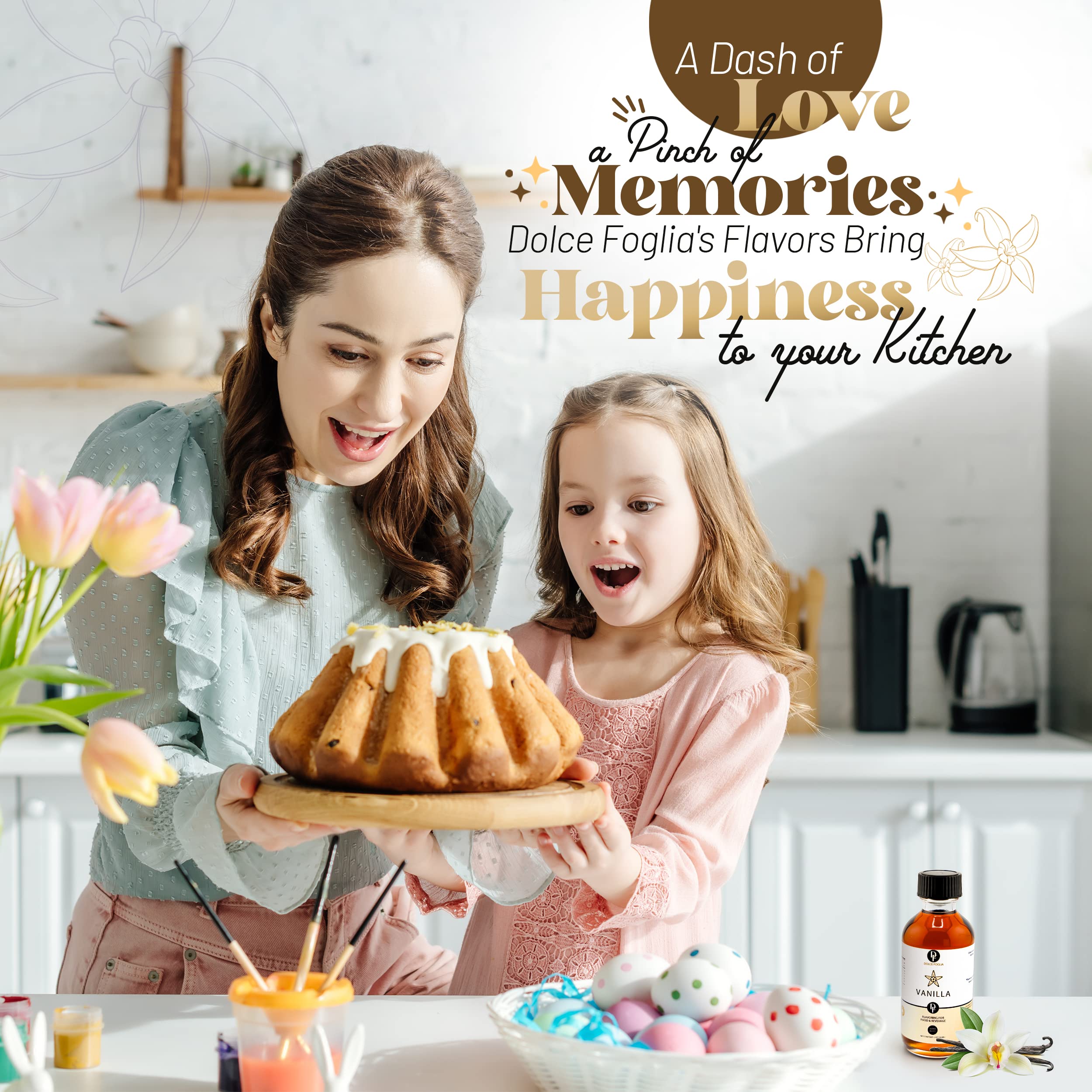 Dolce Flav Vanilla Extract 2 oz – Kosher, Sugar-Free, Concentrated Vanilla Flavoring for Baking, Cookies & Desserts, Includes Measured Dropper
