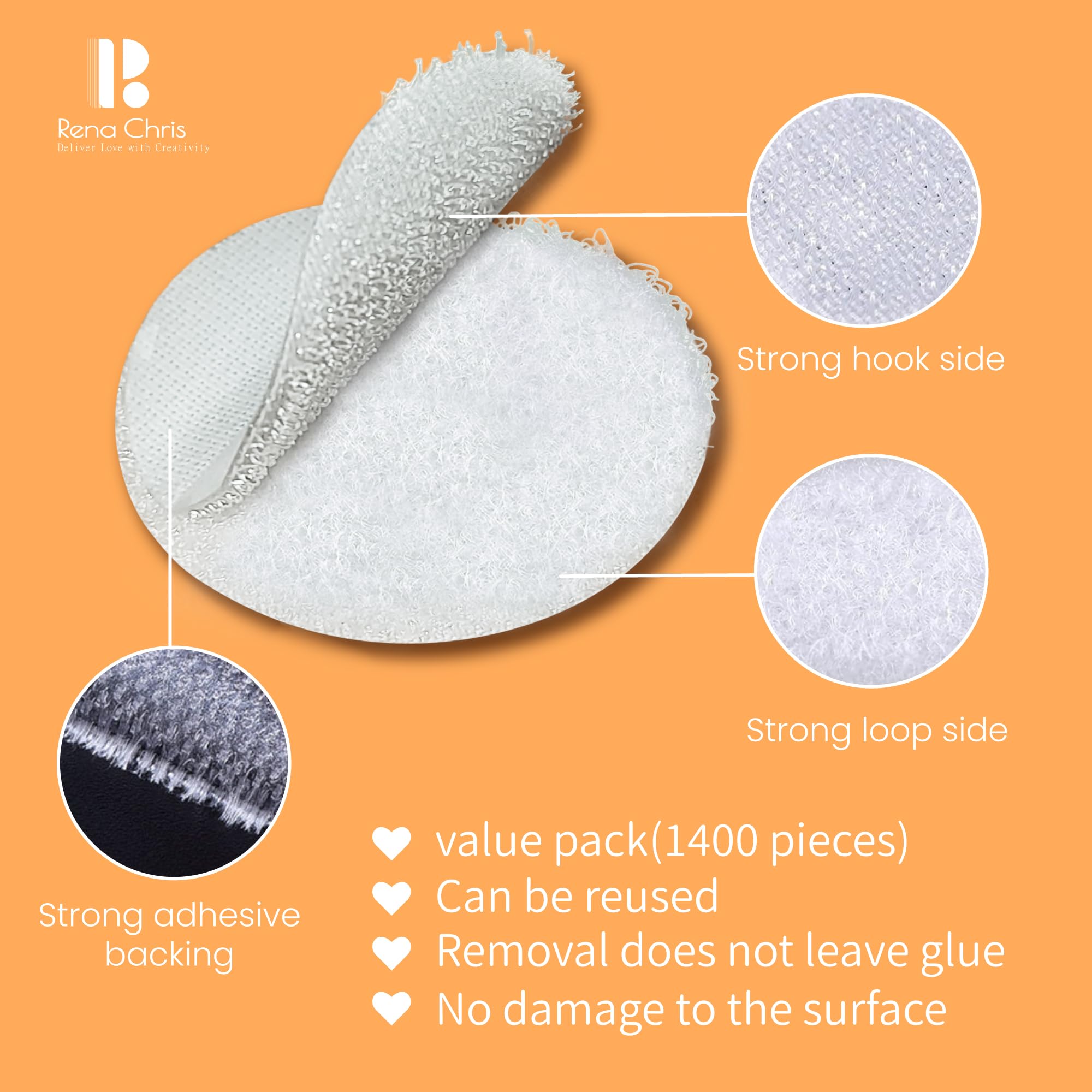 Self Adhesive Dots, Strong Adhesive 500pcs(250 Pairs) 3/4" Diameter Sticky Back Coins Nylon Coins, Hook & Loop Dots with Waterproof Sticky Glue Coins Tapes, Very Suitable for Classroom, Office, Home