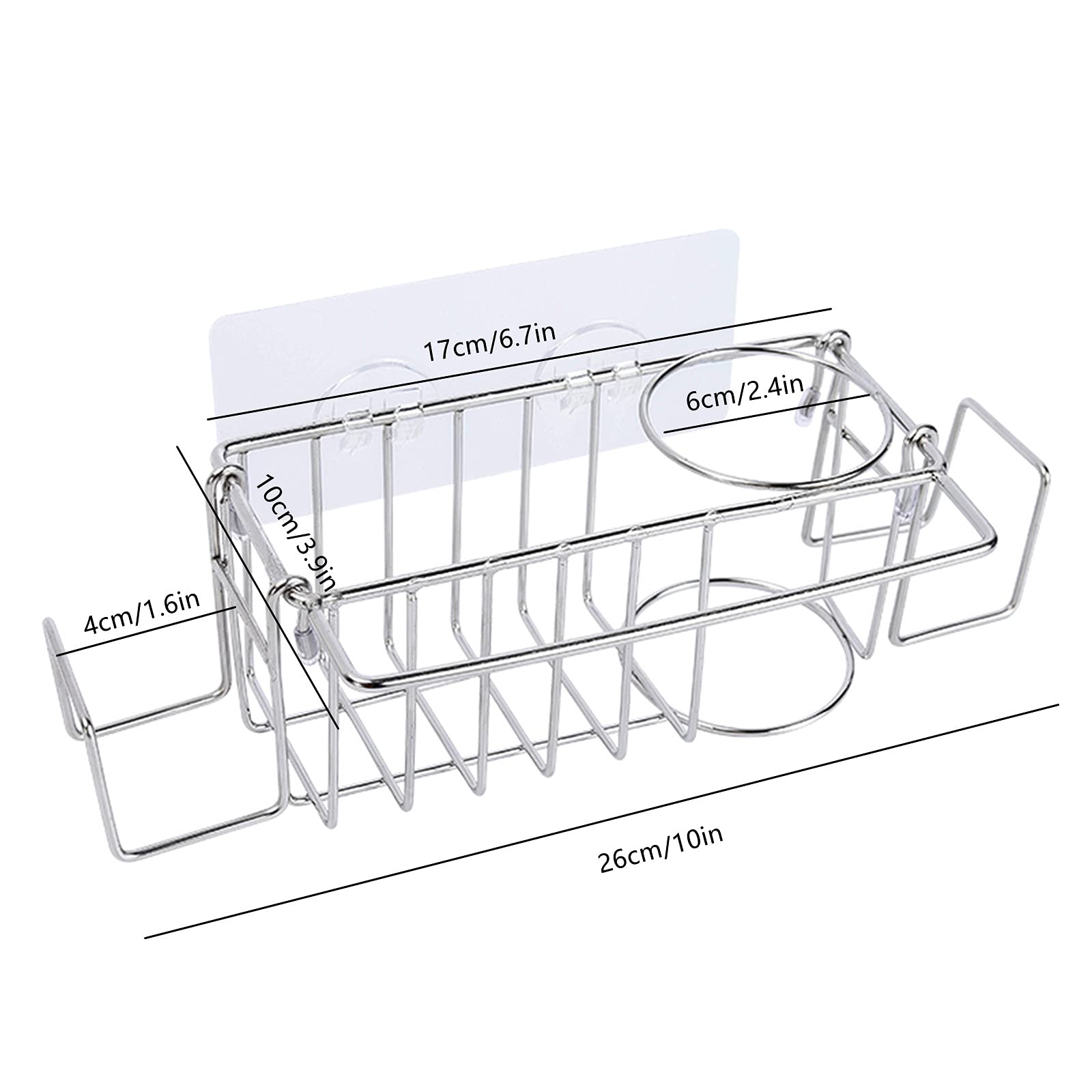 DHSUUUUP 5 in 1 Sponge Holder for Kitchen Sink,Brush Dish Towel Cloth Hanger or Holder.Hanging Sink Caddy.Adhesive Stainless Steel in-Sink Organizer Rack Basket .Sink Caddy with No Drilling
