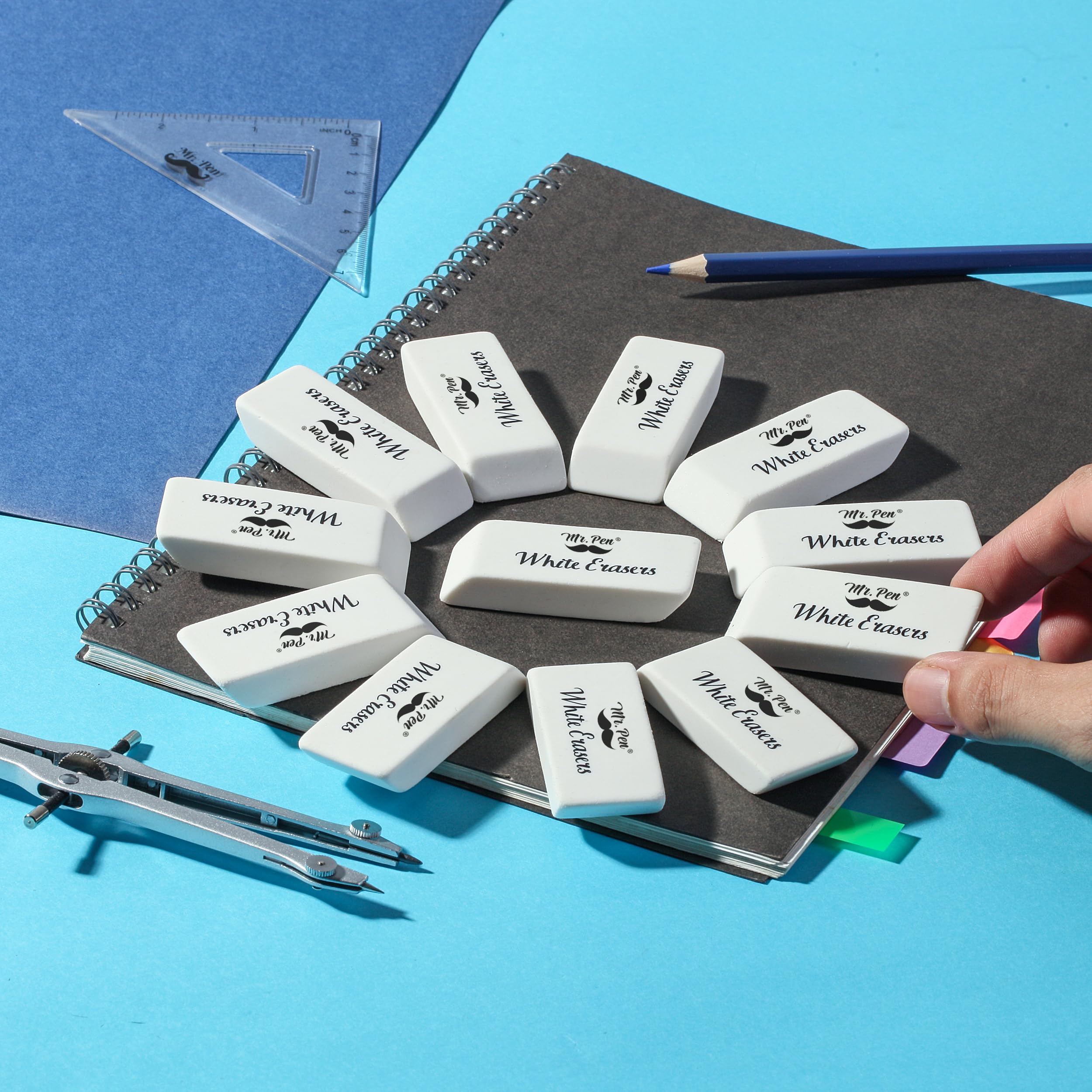 Mr. Pen- Erasers, Pencil Eraser, 12 Pack, White Erasers, Eraser, Erasers for Drawing, Eraser Pencil, Pencil Erasers, Erasers for Kids, Art Erasers for Drawing, Artist Eraser, White Eraser, Art Eraser