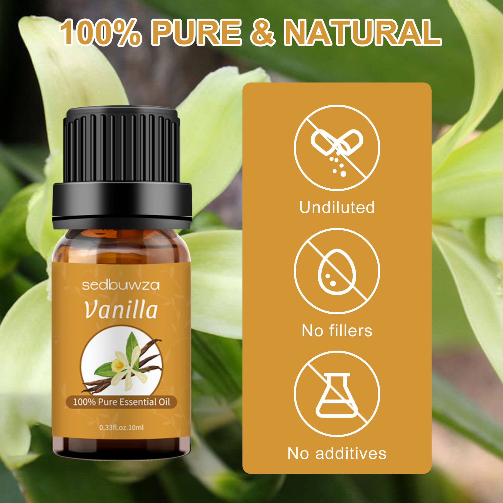 Sedbuwza Vanilla Oil Bundle with Lavender Essential Oil Set, 100% Pure Organic Fragrance Oil for Diffuser, Humidifier, Soap, Candle, Perfume