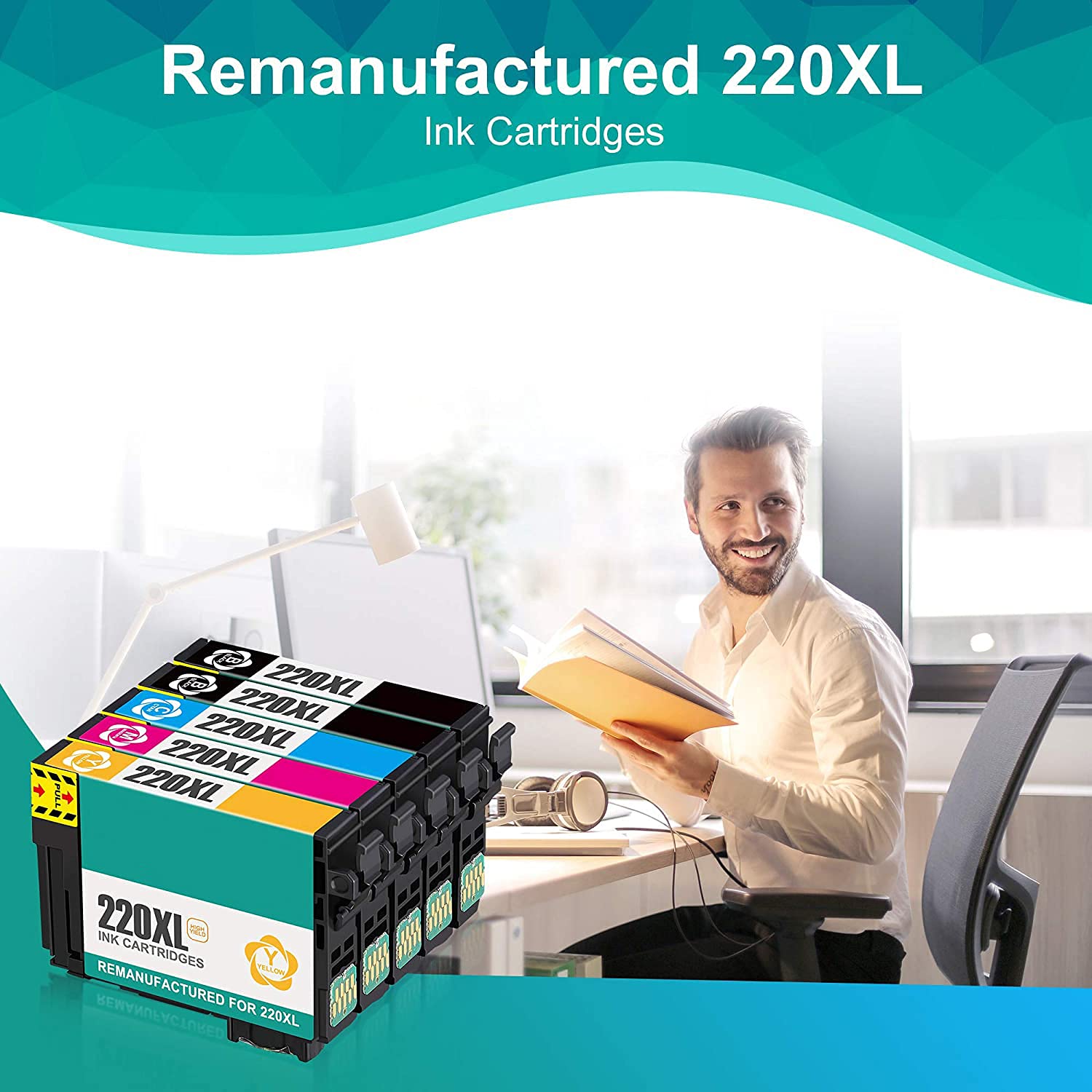 Sepeey Remanufactured Ink Cartridge Replacement for Epson 220 220XL 220 XL T220, Use with Epson WF-2760 WF-2750 WF-2630 WF-2650 WF-2660 Expression Home XP-420 XP-320 XP-424 Printer, 5 Packs