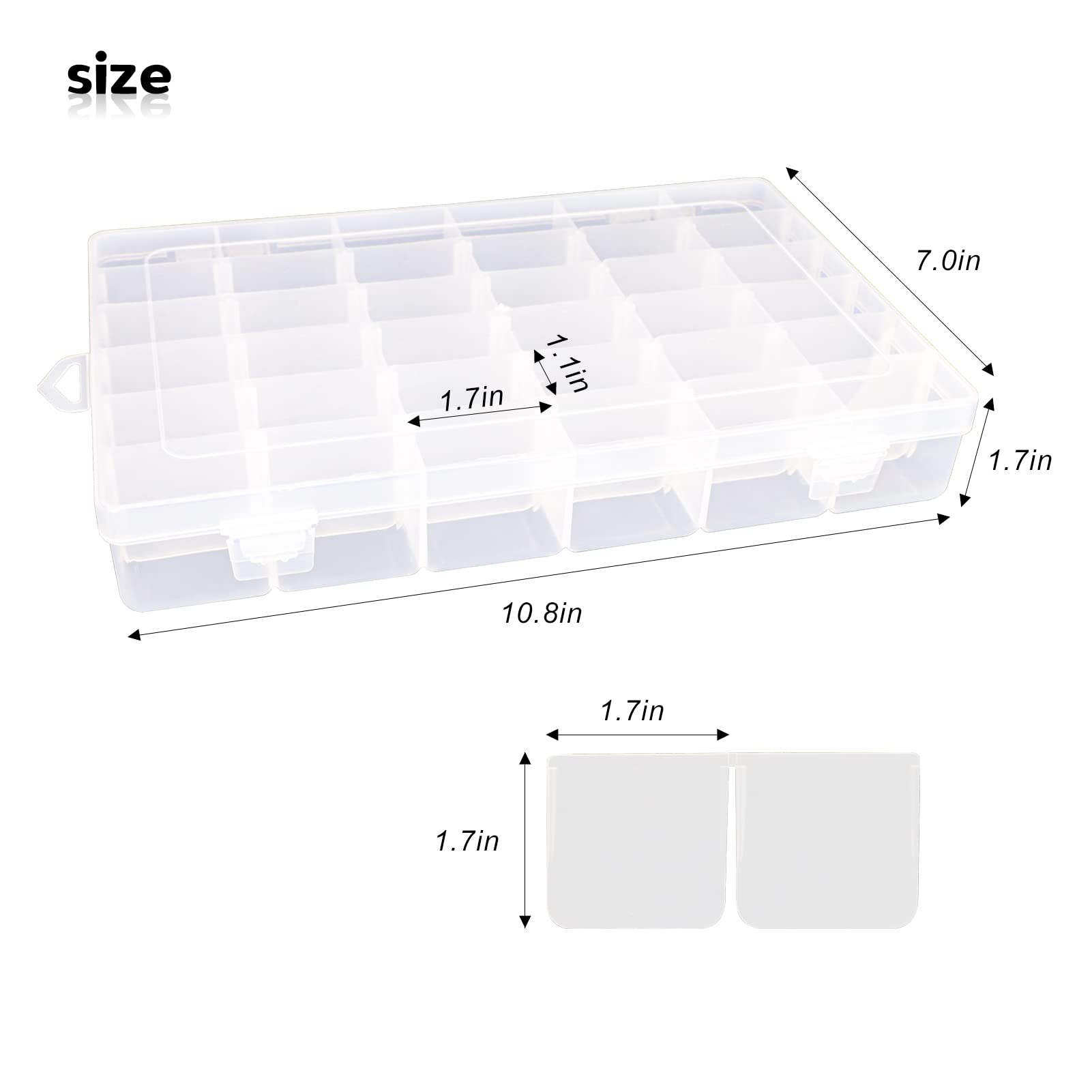 Unaikoo (2 Pack) Plastic Organizer Box 36 Grids, Clear Plastic Organizer Box Storage with Adjustable Dividers, Craft Storage Container,Bead Box,Fishing Tackles Box,Jewelry Box,DIY Art Craft Accessory