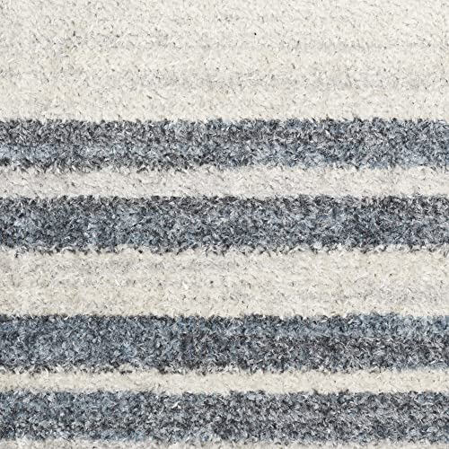 Nourison Astra Machine Washable Geometric Ivory Blue 2'2" x 12' Area -Rug, Easy -Cleaning, Non Shedding, Bed Room, Living Room, Dining Room, Kitchen (2x12)
