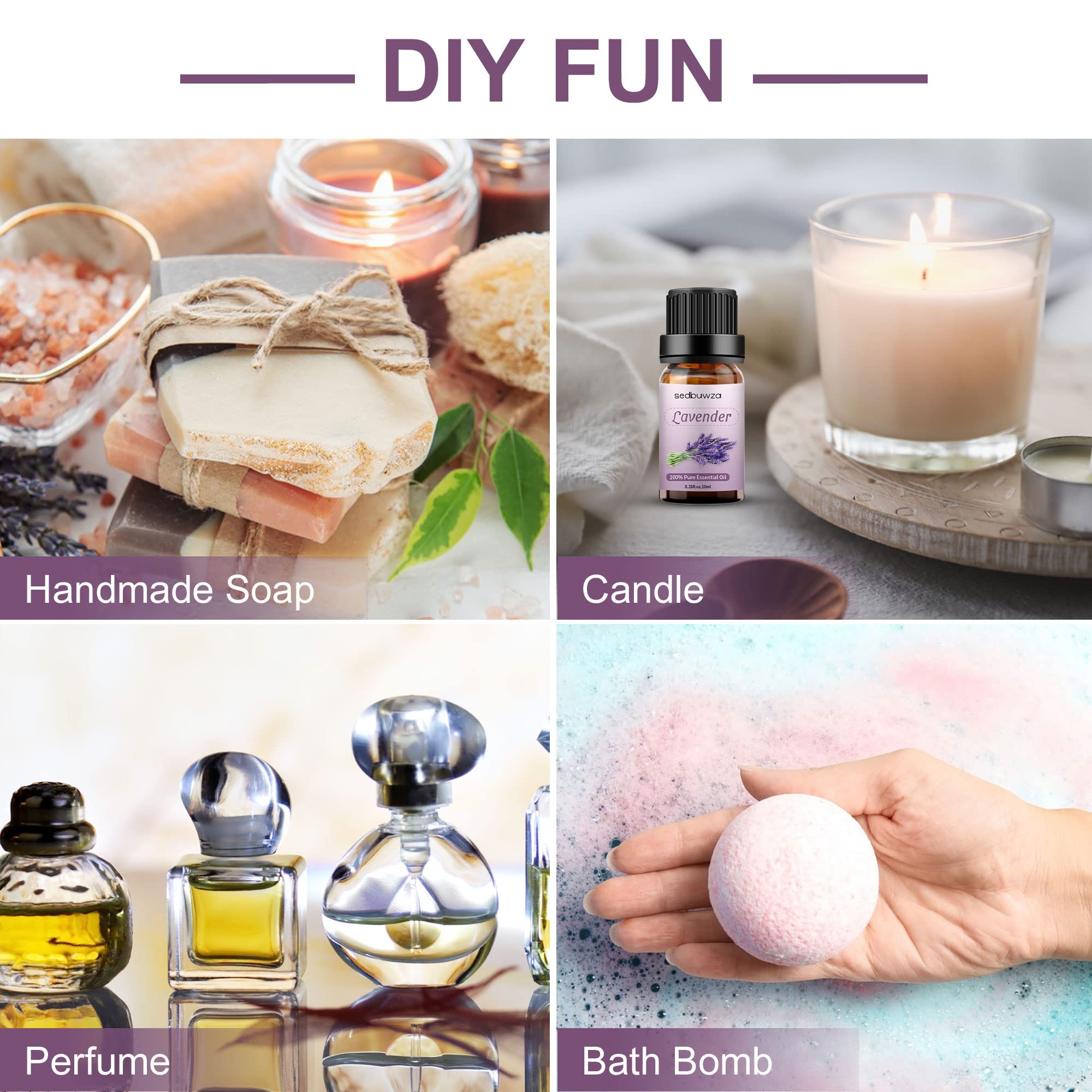 Sedbuwza Vanilla Oil Bundle with Lavender Essential Oil Set, 100% Pure Organic Fragrance Oil for Diffuser, Humidifier, Soap, Candle, Perfume