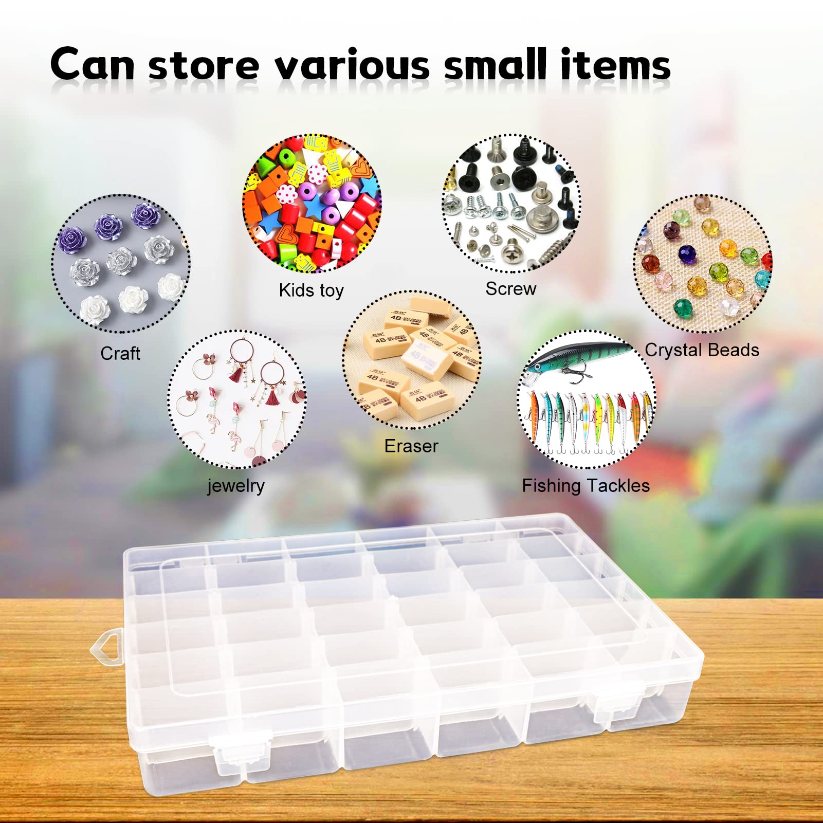 Unaikoo (2 Pack) Plastic Organizer Box 36 Grids, Clear Plastic Organizer Box Storage with Adjustable Dividers, Craft Storage Container,Bead Box,Fishing Tackles Box,Jewelry Box,DIY Art Craft Accessory