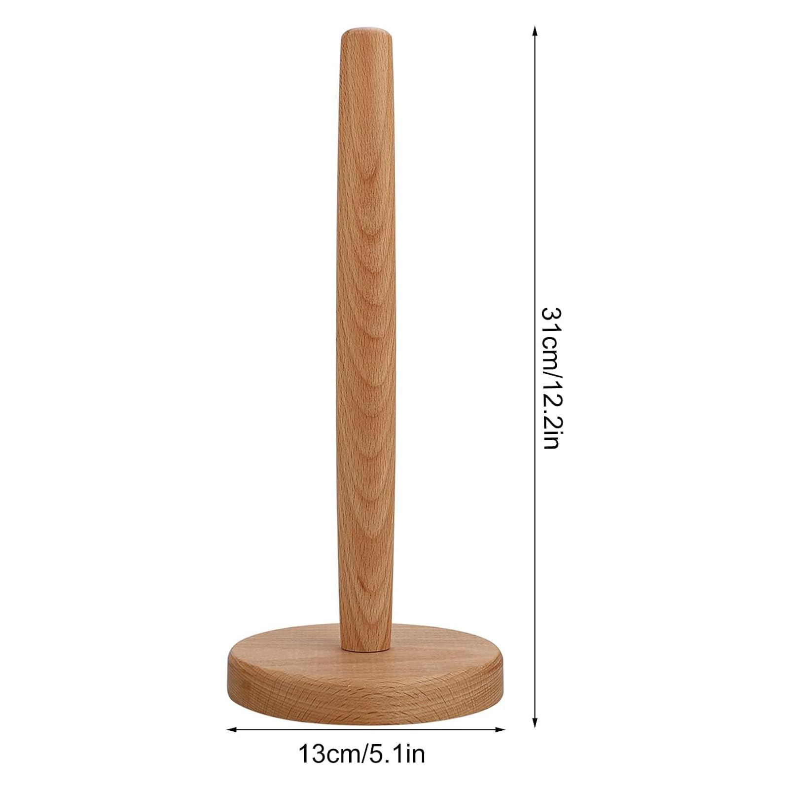 Paper Towel Holder ,DNIEBW Kitchen Paper Hanger Rack Bathroom Towel Roll Stand Organizer Simply Standing Countertop Wooden Paper Roll Holder for Cabinet,Table (Round Bottom)