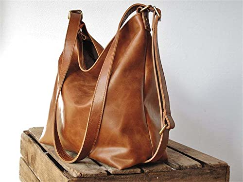 QTKJ Crossbody Bags for Women, Leather Backpack, Large Leather Handbag, Vegan Leather Shoulder, Multifuction Convertible Backpack for Women Travel Work Vacation