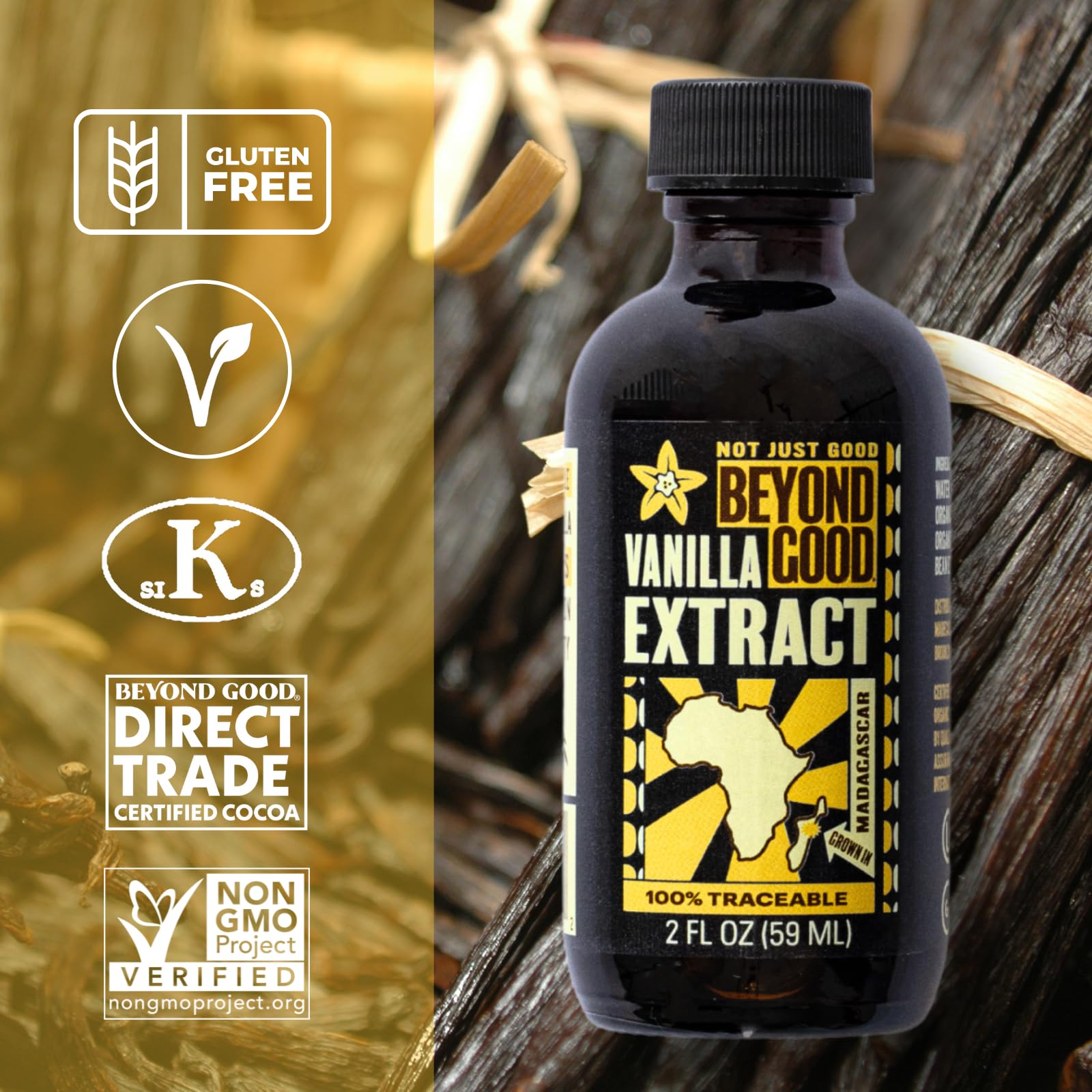 Beyond Good Pure Vanilla Extract | Madagascar Vanilla Extract | Made from All Natural Bourbon Vanilla Beans | For Baking, Desserts, Home Cooking and Chefs (2 fl oz)