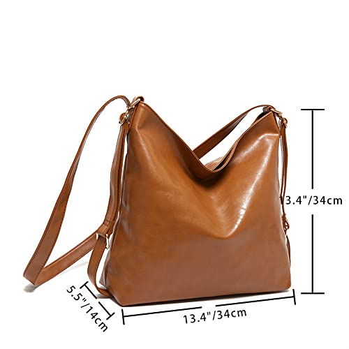 QTKJ Crossbody Bags for Women, Leather Backpack, Large Leather Handbag, Vegan Leather Shoulder, Multifuction Convertible Backpack for Women Travel Work Vacation