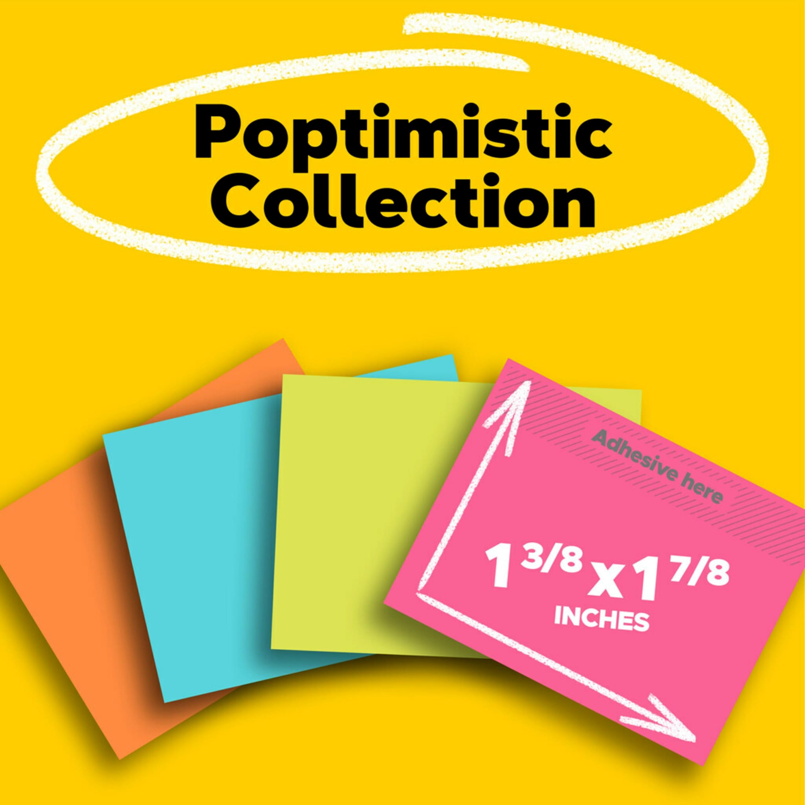 Post-it Mini Notes, 1.5 in x 2 in, 18 Pads, America's #1 Favorite Sticky Notes, Poptimistic Collection, Bright Colors, Clean Removal, Recyclable (653-18AU)