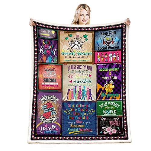 CYREKUD Social Worker Gifts for Women Blanket,Social Worker Gifts Throw Blanket,Social Worker Office Decor Blanket,Social Worker Soft Warm Blanket for Home Bedroom Sofa Couch Christmas Decor 50"x 60"