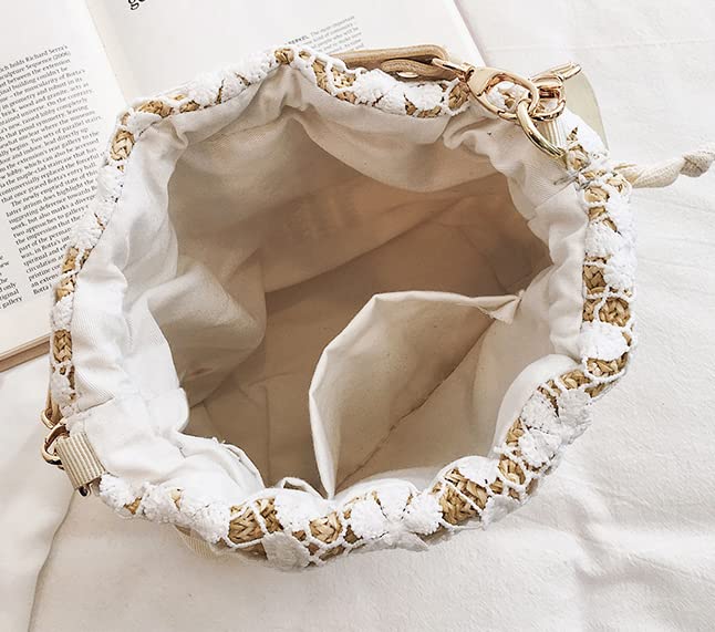 Straw Bag Beach Bag Small Tote Bag Shoulder Bag Flower Lace Handbag Satchel Crossbody Bag Purses 2023