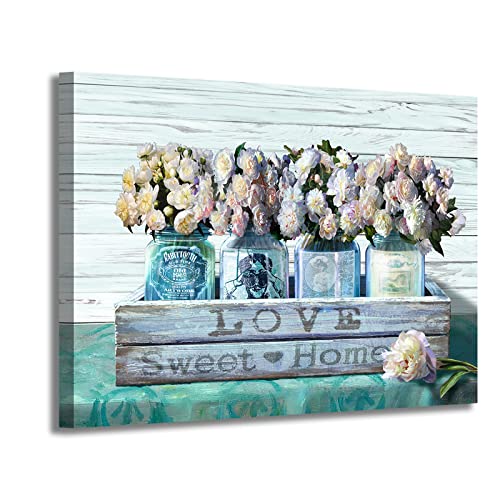 HKDGOKA Wall Decor for Bedroom - Rose Canvas Wall Art for Living Room Rustic Farmhouse Paintings Pictures Ready to Hang for Bathroom Home Decorations 11x15inch