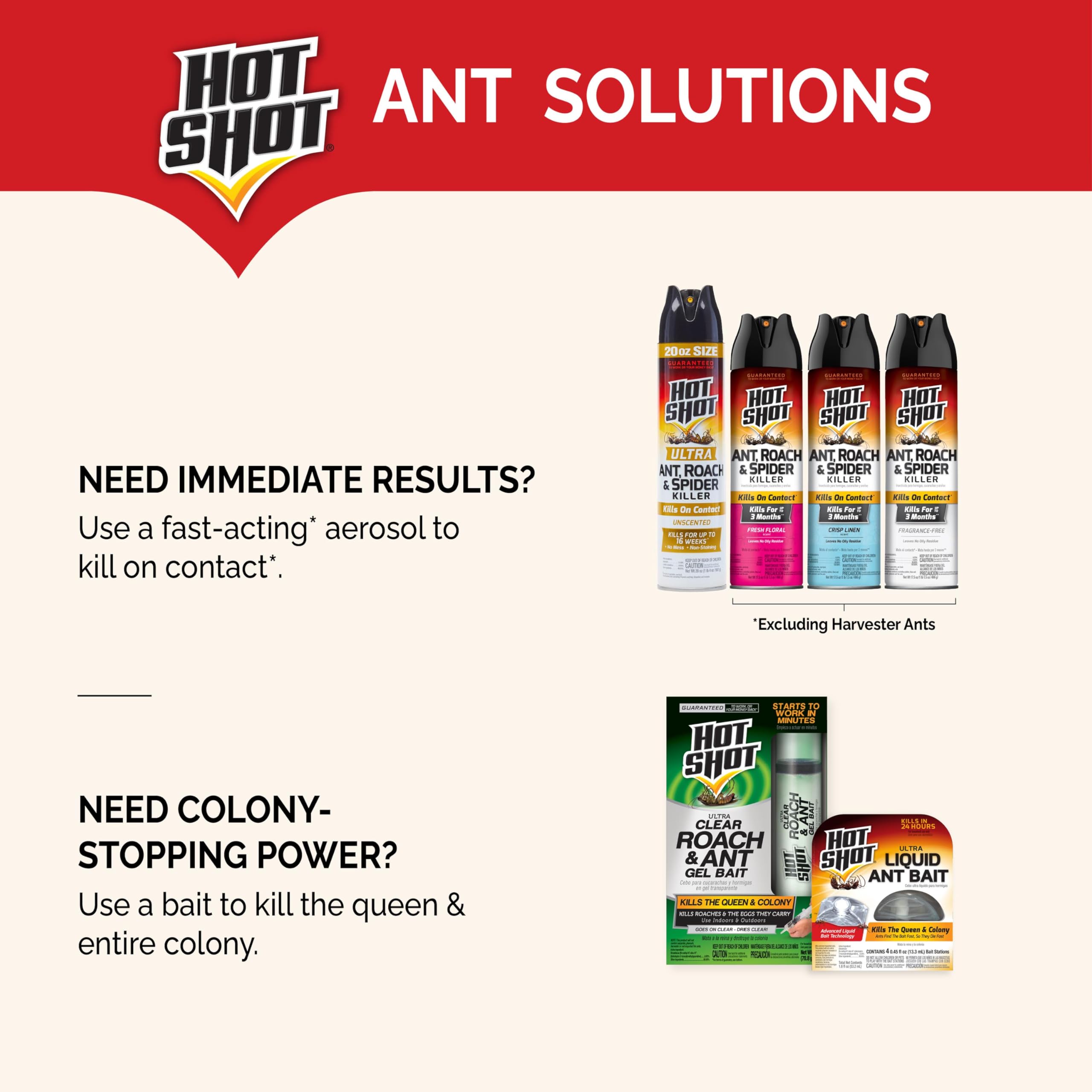 Hot Shot Ultra Liquid Ant Bait, Contains Both Food & Water, 4 Count, Berry