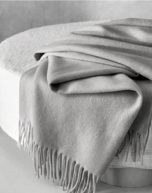 Throw Blanket with Decorative Fringe - Ultra Soft Accent Throw Blanket for Couch, Sofa & Bed Made with 100% Inner Mongolian Cashmere - Crafted Home Accessories - (Heather Grey, 60"x50") (Grey Heather)