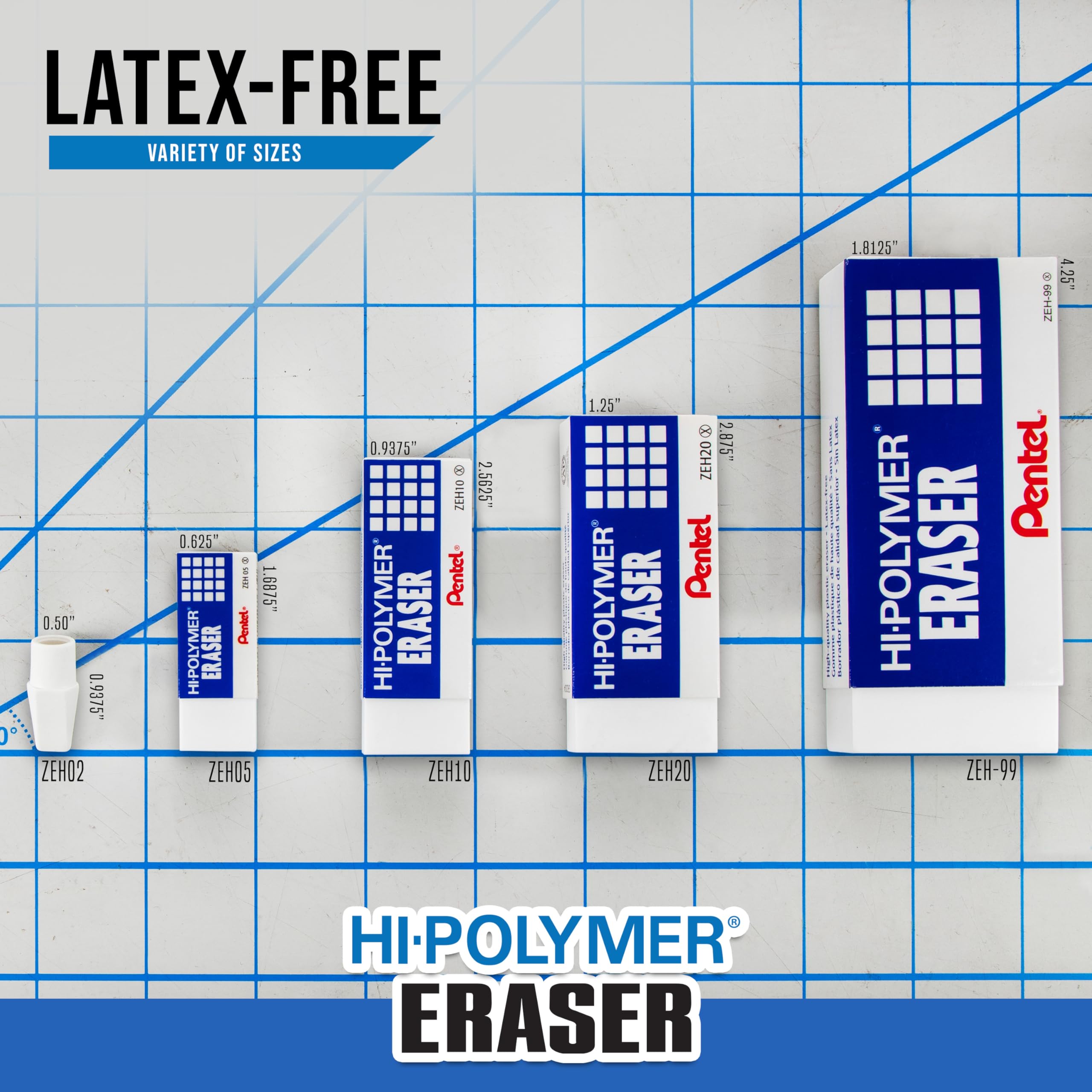 Pentel® Hi-Polymer Erasers, White, Pack Of 4