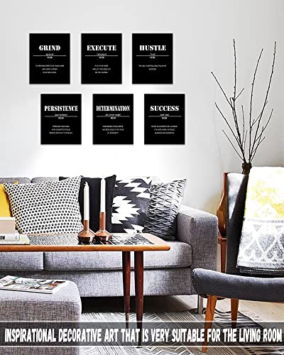 Drsoum Inspirational Office Wall Art - Motivational Wall Decor - Quotes Wall Art for Living Room - Encouraging Canvas Posters for Bedroom - Sayings for Wall Decor - 8” x10” x6 PCS (FRAMED)