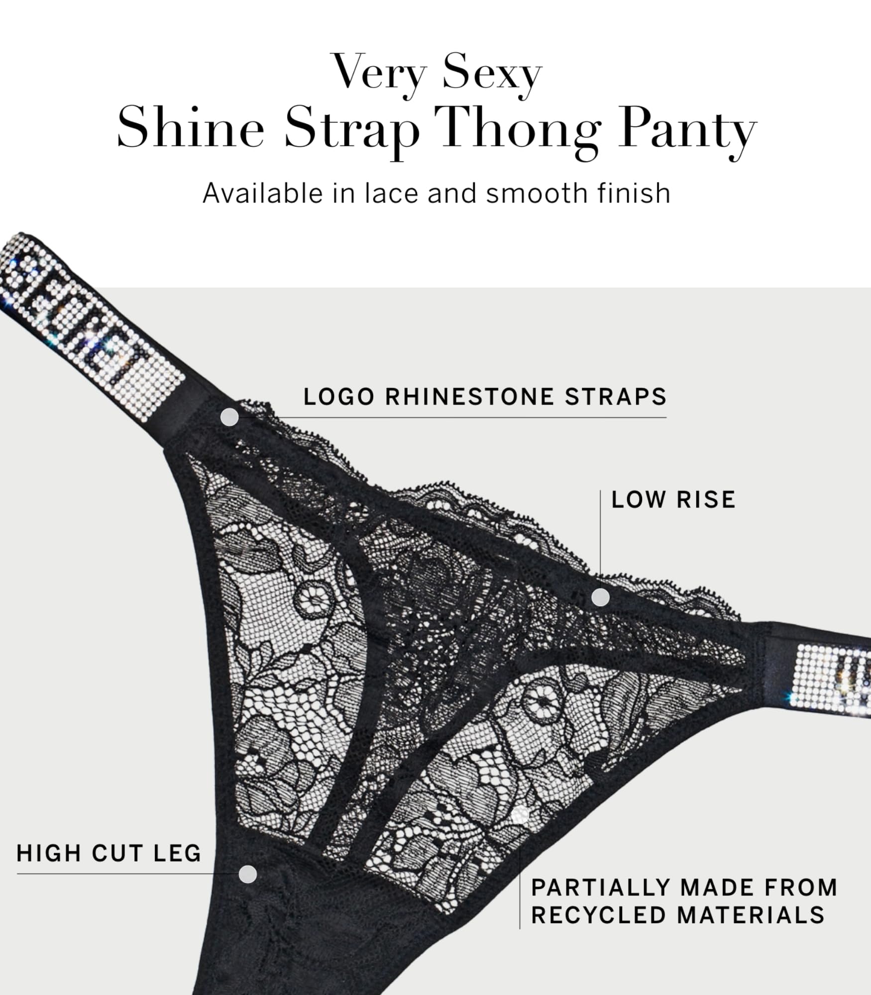 Victoria's Secret Women's Thong Underwear, Women's Panties, Very Sexy Collection Black (M)