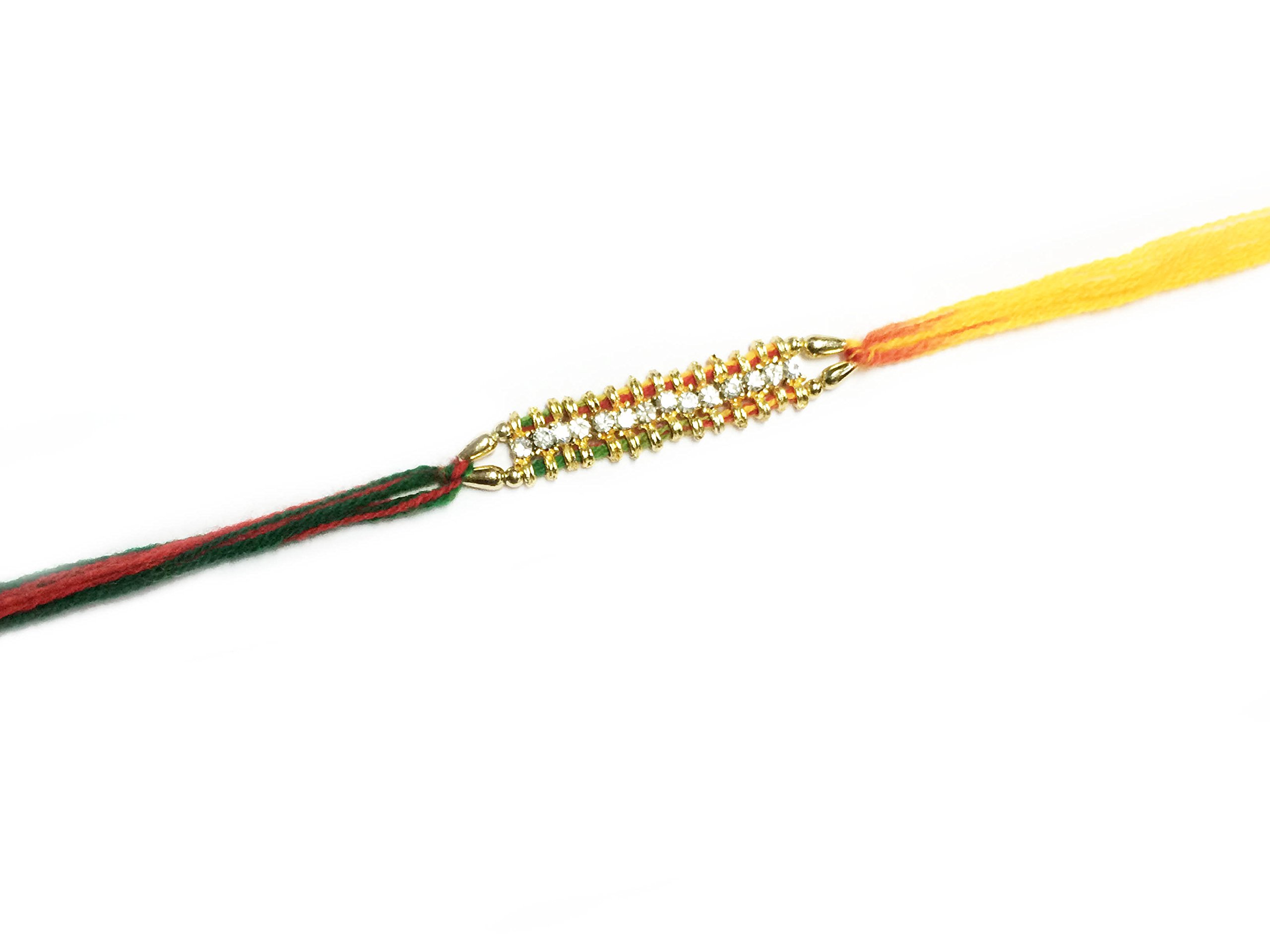 Set of Three Rakhi, 14 Stone Rakhi thread, Raksha bandhan Gift for your Brother, Vary Color and Multi Design