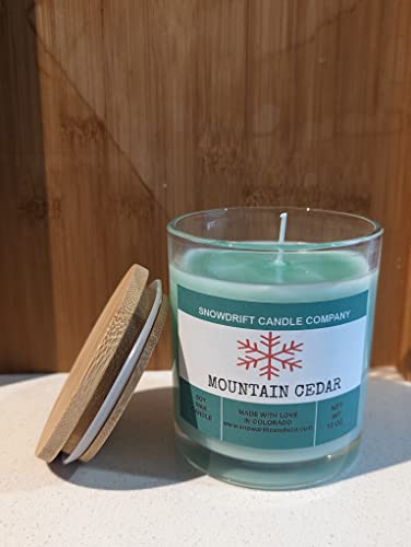 Mountain Cedar Scented Natural Handmade Soy Wax Candle for Home 10 oz