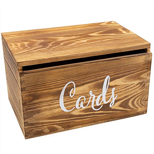 Darware Wooden Wedding Card Box for Receptions (Brown), Rustic Farmhouse Wood Decorative Card Receiving Box for Birthdays, Showers, Graduations and More