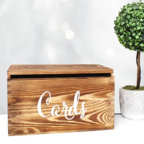 Darware Wooden Wedding Card Box for Receptions (Brown), Rustic Farmhouse Wood Decorative Card Receiving Box for Birthdays, Showers, Graduations and More