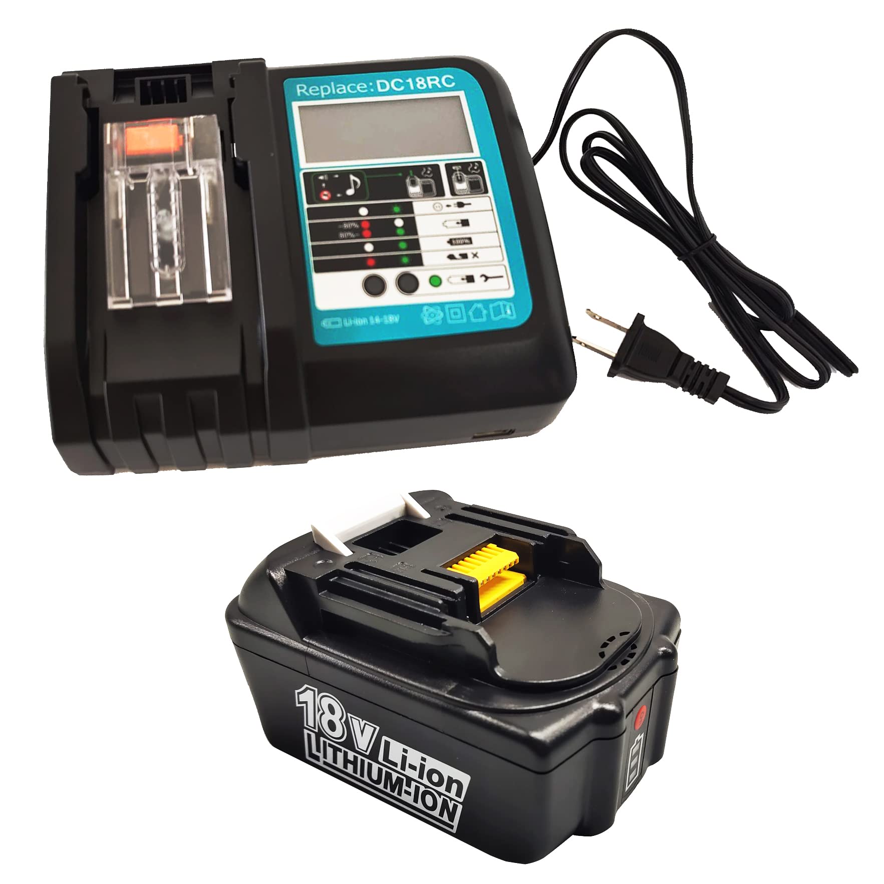 QCZRED 18 Volt 5000mAh BL1850B Battery and DC18RC Charger Replacement for Makita 18V LXT Battery Lithium ion BL1815 BL1830 BL1850 BL1840 BL1850B BL1845 BL1820 BL1860B