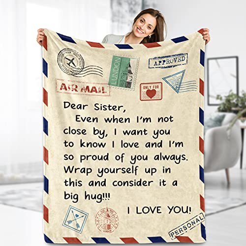 Sister Birthday Gifts from Sister, Sister Gifts Blanket for Sisters from Brother Throw Blanket to My Sister, Soft Bed Sofa Cozy Fleece Flannel Blanket Christmas Valentines Unique Gifts for Women Teen