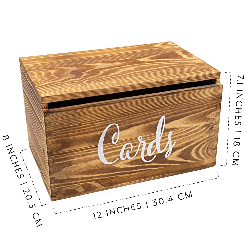Darware Wooden Wedding Card Box for Receptions (Brown), Rustic Farmhouse Wood Decorative Card Receiving Box for Birthdays, Showers, Graduations and More