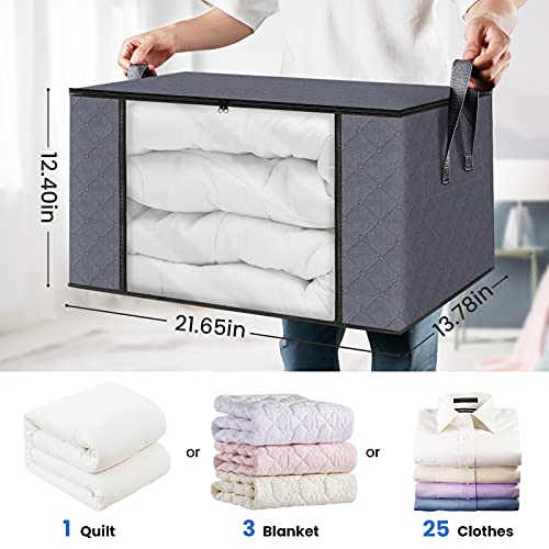 Fab totes 2-Pack Clothes Storage, Stackable Storage Bin Tote, Storage Containers for Organizing Bedroom, Closet, Home Organization and Storage with Lids, Grey