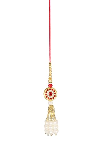 CHERKRAFT Lumba Rakhi For Brother & Bhabhi Set/Bhaiya Bhabhi Rakhi Thread Jodi Kundan Combo Rakhi (Design 1, Standard)