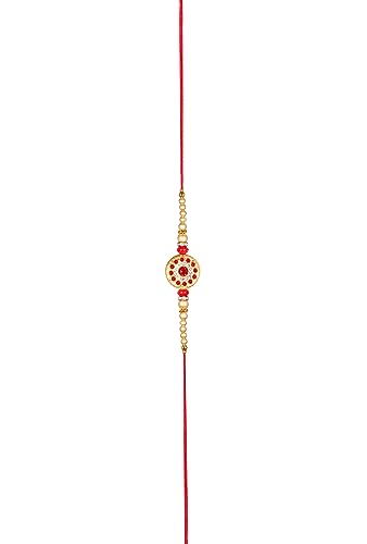 CHERKRAFT Lumba Rakhi For Brother & Bhabhi Set/Bhaiya Bhabhi Rakhi Thread Jodi Kundan Combo Rakhi (Design 1, Standard)