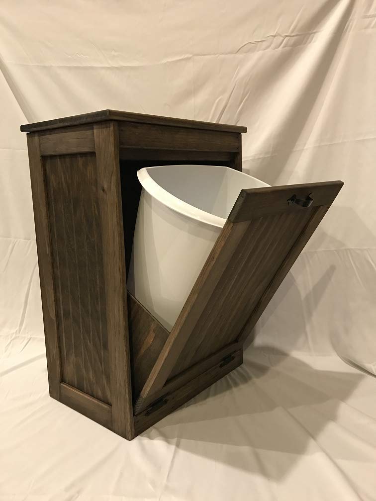 Dicks Wood Creations Wooden Tilt-Out Trash Bin Solid Top