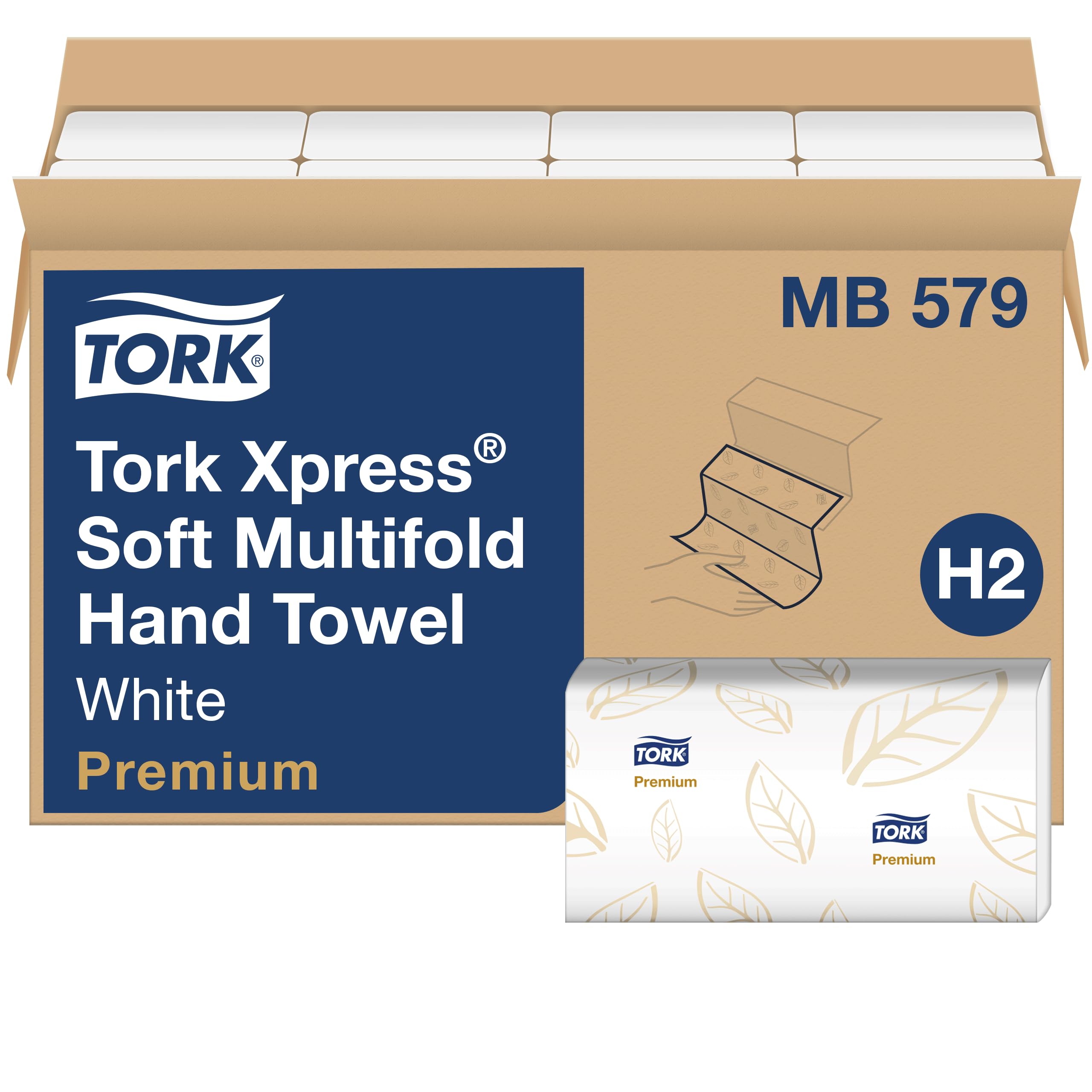 Tork Xpress Soft Multifold Hand Towel White H2, Absorbent, 16 x 135 Sheets, MB579