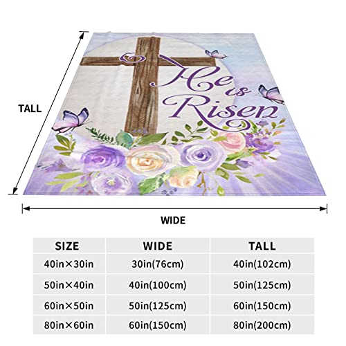 Gaotaju Flannel Fleece Blanket 40"X30" ,Easter Flag He is Risen Religious Sofa Throw Blanket Funny Ultra-Soft Travel Spring Blankets for Adult Keep Warm