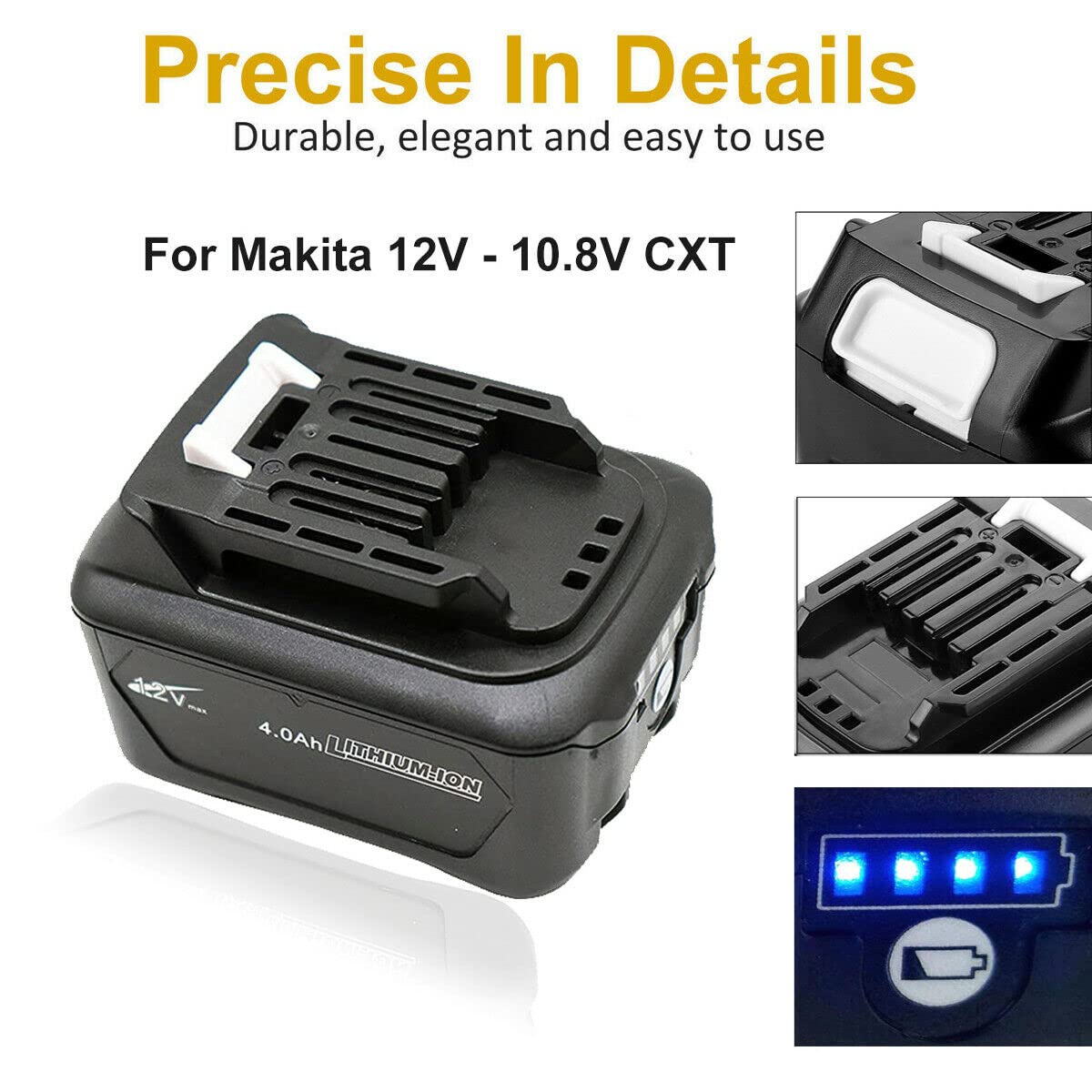 TF-POWER 12V 10.8V 4,0A Battery BL1016 BL1041B BL1040B BL1021B with Charger for Makita DC10WD DC10SB, Replace for Makita 12V Battery DF031D TD110D JR103D JR105D HP332D HP333D HSS01D