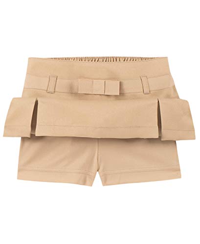 Nautica Girls' Toddler School Uniform Pleated Pull-On Scooter Skirt with Undershorts, Knit Waistband & Functional Pockets, Khaki/Bow, 3T