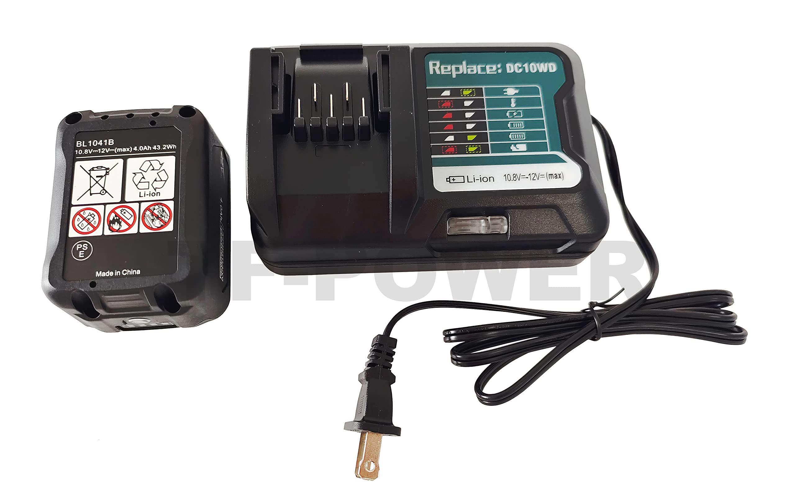 TF-POWER 12V 10.8V 4,0A Battery BL1016 BL1041B BL1040B BL1021B with Charger for Makita DC10WD DC10SB, Replace for Makita 12V Battery DF031D TD110D JR103D JR105D HP332D HP333D HSS01D