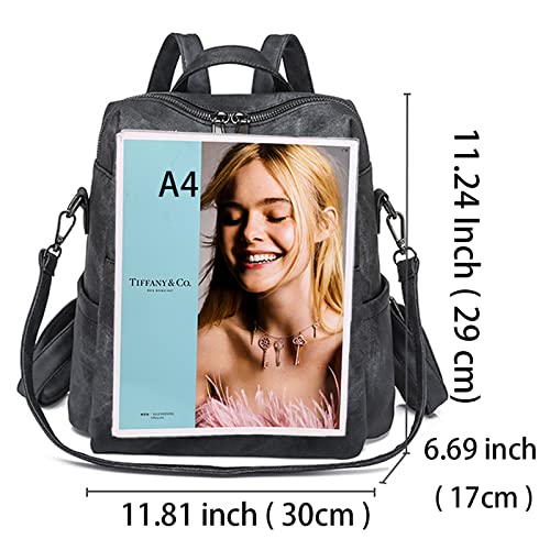 KlaOYer PU Leather Backpack Purse for Women Fashion Multipurpose Design Handbag Ladies Shoulder Bags Travel Backpack (Brown)