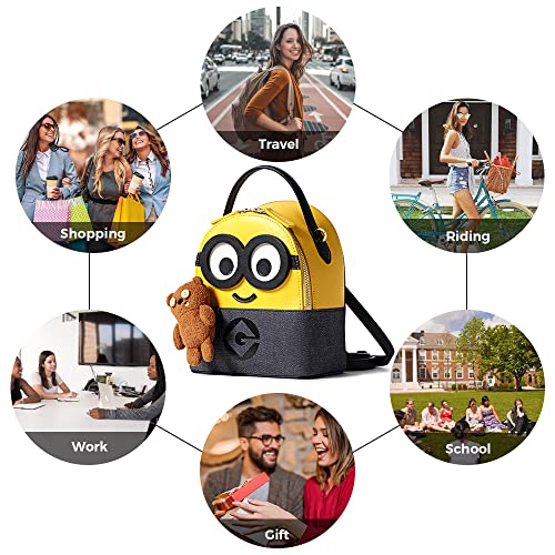 FION x Minions Mini Backpack Cute Leather Backpack Purse Small Handbag Shoulder Bag with Convertible Straps (Bear Minion)