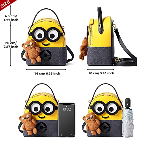 FION x Minions Mini Backpack Cute Leather Backpack Purse Small Handbag Shoulder Bag with Convertible Straps (Bear Minion)