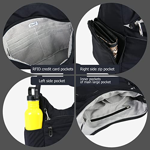 Alissie Crossbody Bags Anti Theft with RFID Pockets Lightweight Water-Resistant Multiple Compartments Purse (Black)