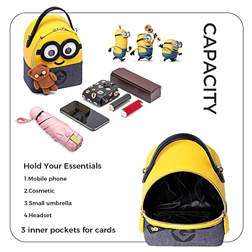 FION x Minions Mini Backpack Cute Leather Backpack Purse Small Handbag Shoulder Bag with Convertible Straps (Bear Minion)